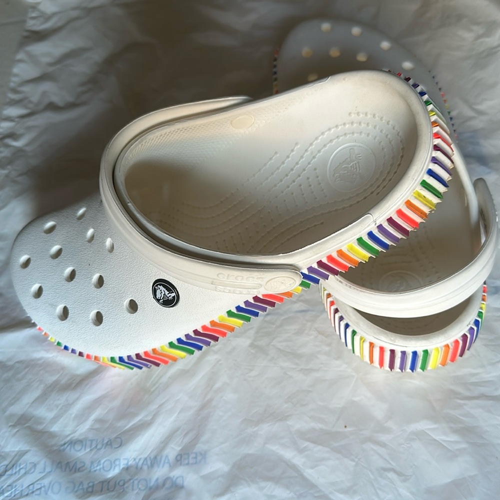Crocs Crocband Color Spectrum White Clogs Rainbow Wom… - Gem